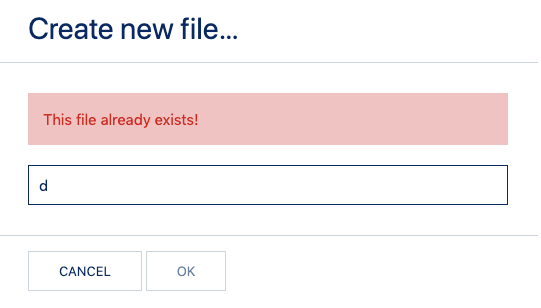 error message when creating a file with a name that already exist in ...