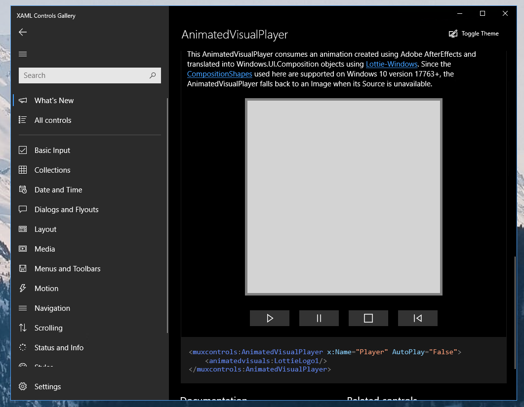 AnimatedVisualPlayer doesn't correctly fallback on RS4 · Issue #66 · microsoft/WinUI-Gallery ...