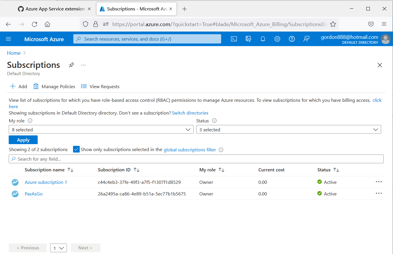 Azure App Service extension in VSCode can't show Subscriptions · Issue #383 · microsoft/vscode ...