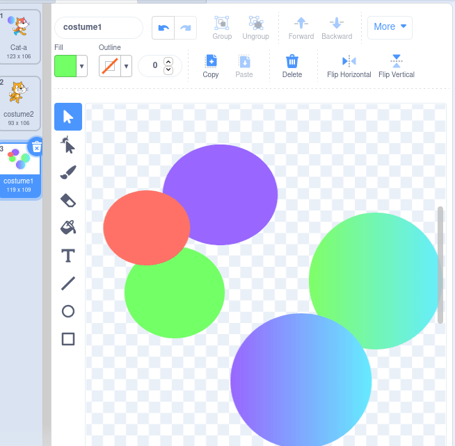 Selecting a group with "mixed" fill color whose items have gradients breaks the color swatch ...