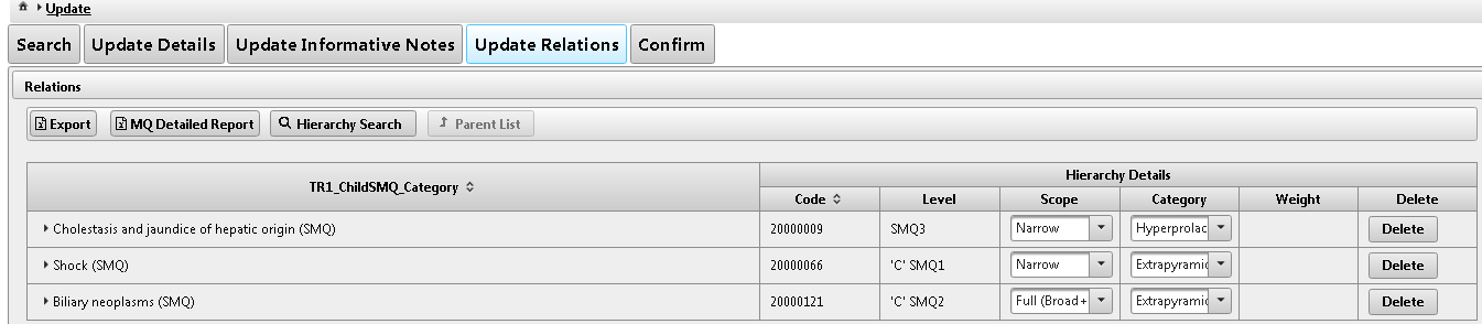 Level changes from "Child SMQ" to SMQ2 for a subordinate SMQ when added ...