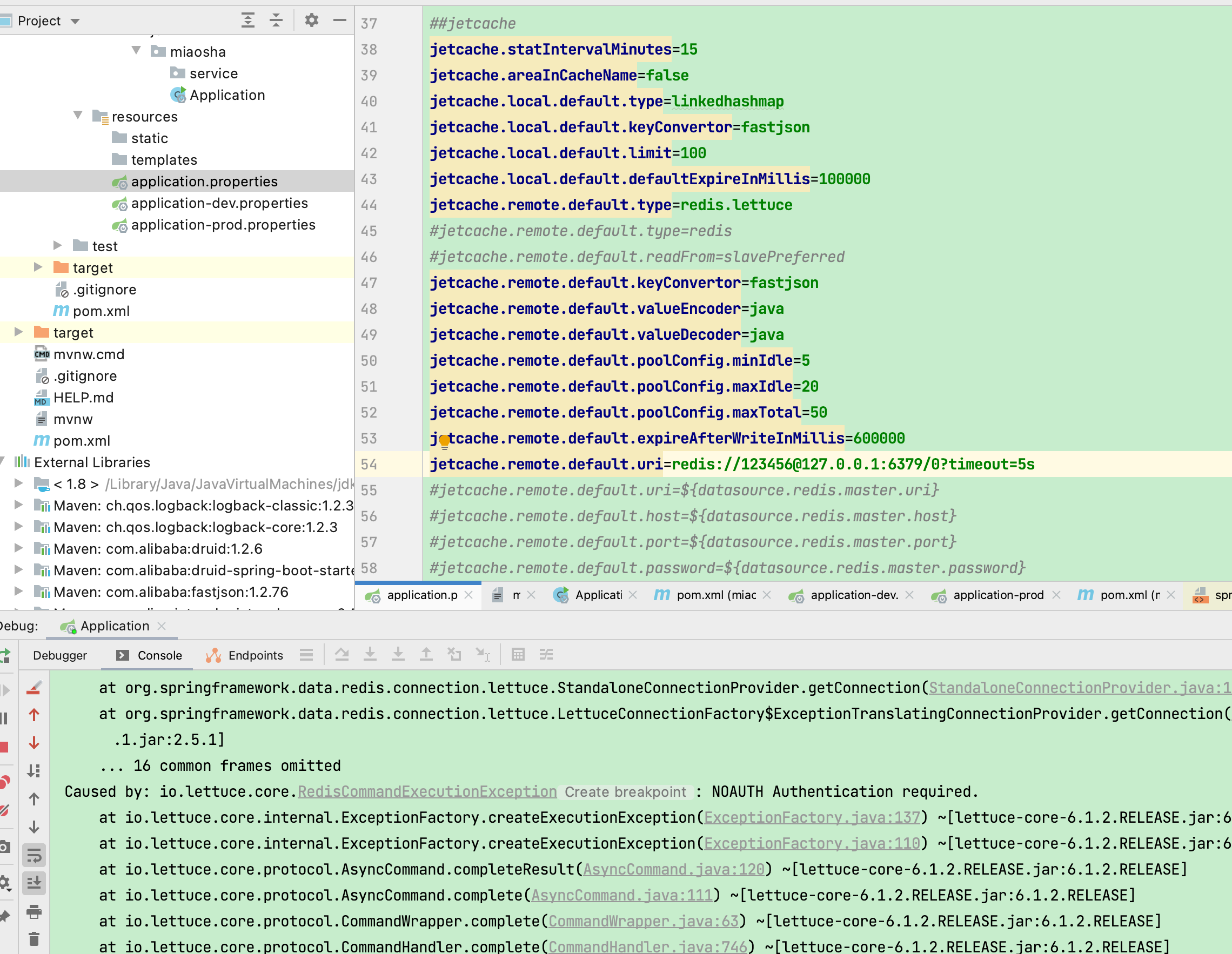 jetcache lettuce密码配置获取不到 · Issue #578 · alibaba/jetcache · GitHub