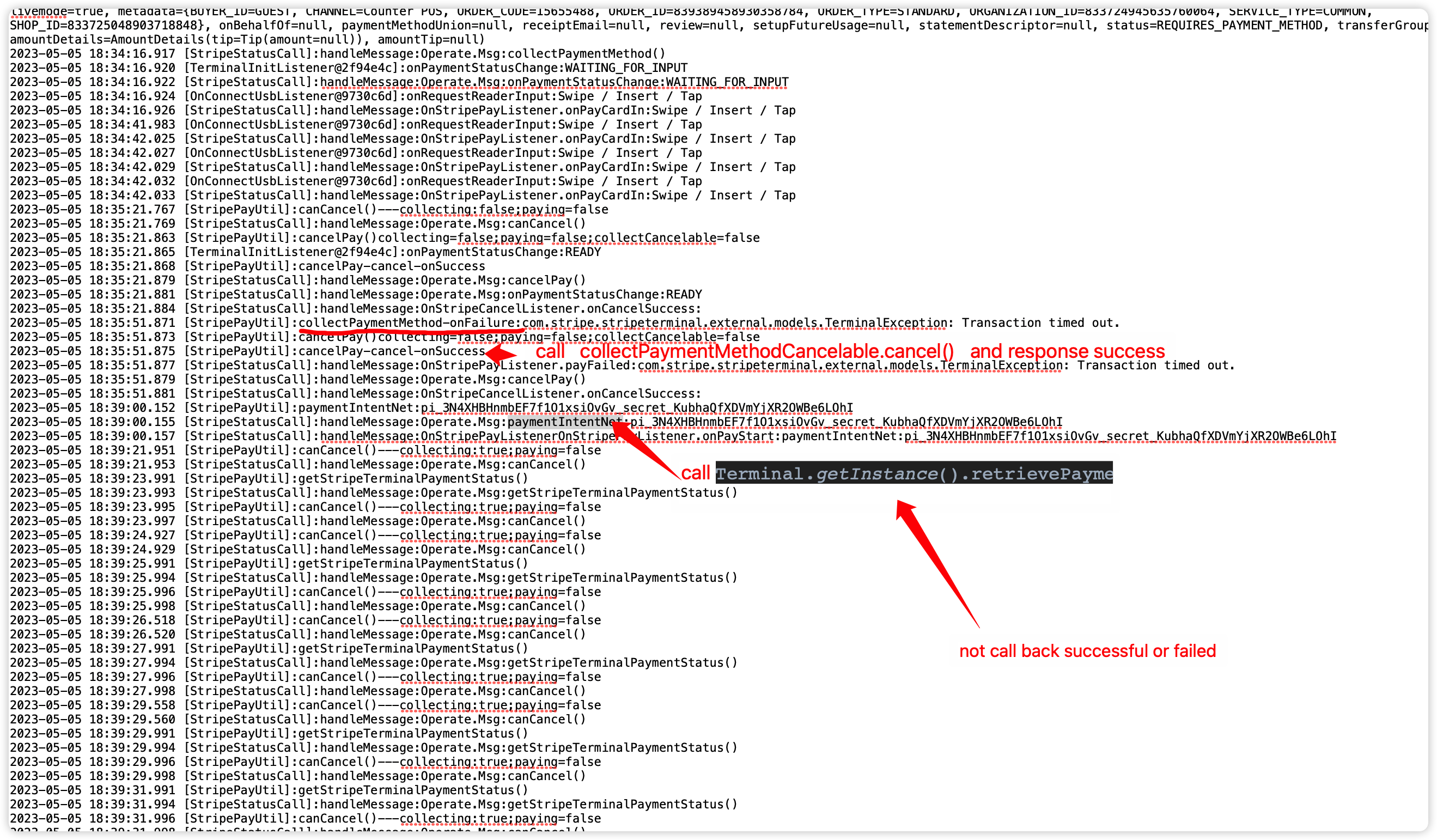 Not able to get a timeout for retrieving payment intent · Issue #290 · stripe/stripe-terminal ...