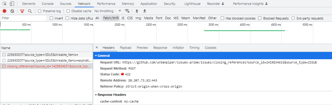 API error on updating Development branch on Github Issue description ...