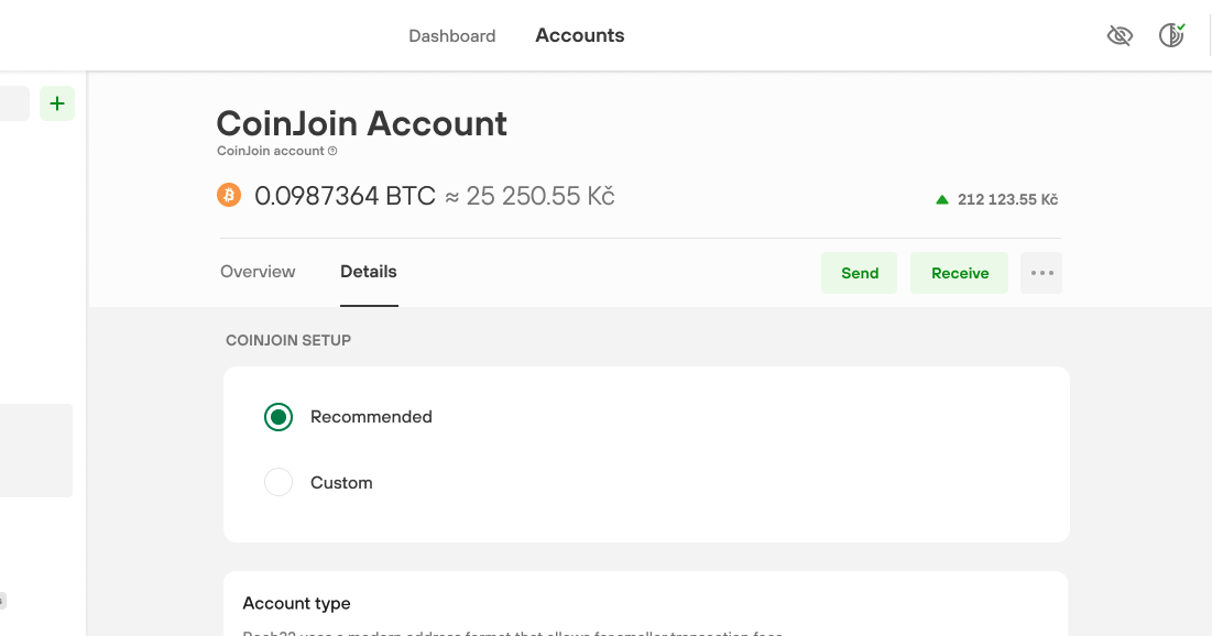 Move all coinjoin settings into Account details · Issue #7455 · trezor/trezor-suite · GitHub