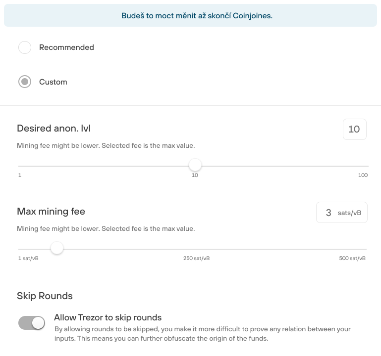 Move all coinjoin settings into Account details · Issue #7455 · trezor ...