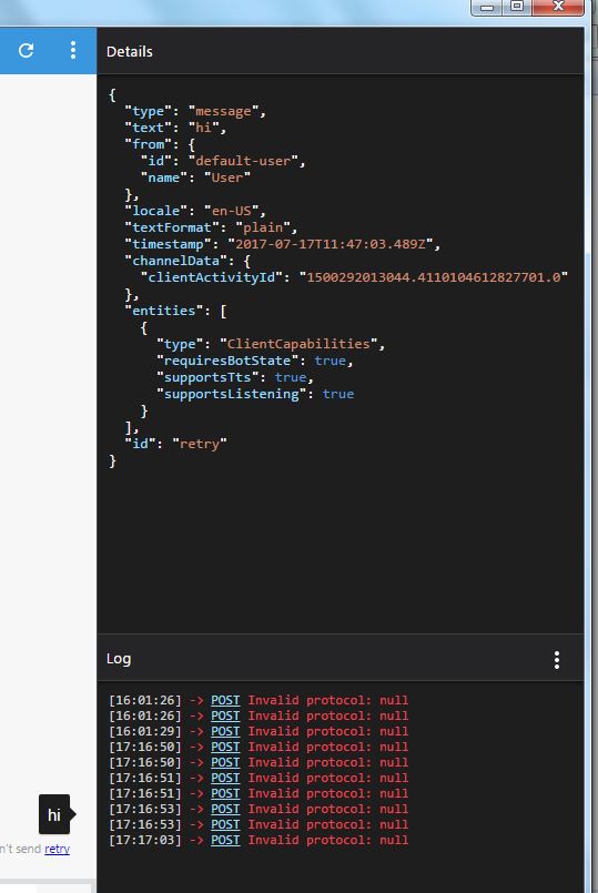 Unable to connect local bot to Bot Framework Channel Emulator · Issue #241 · microsoft ...