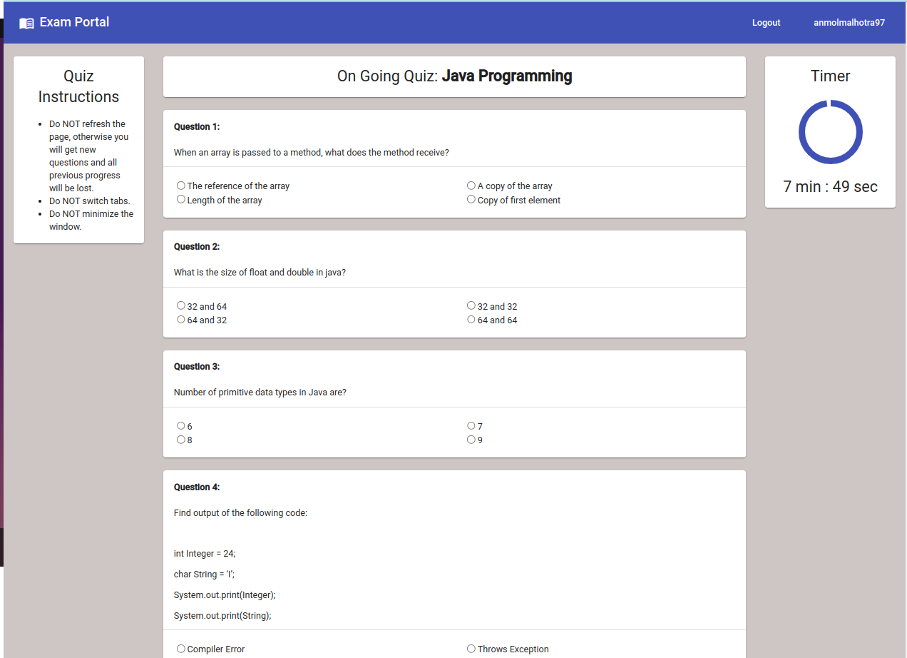 GitHub - anmolmalhotra97/Exam-Portal-Backend: This Repository contains Spring Backend Codebase ...
