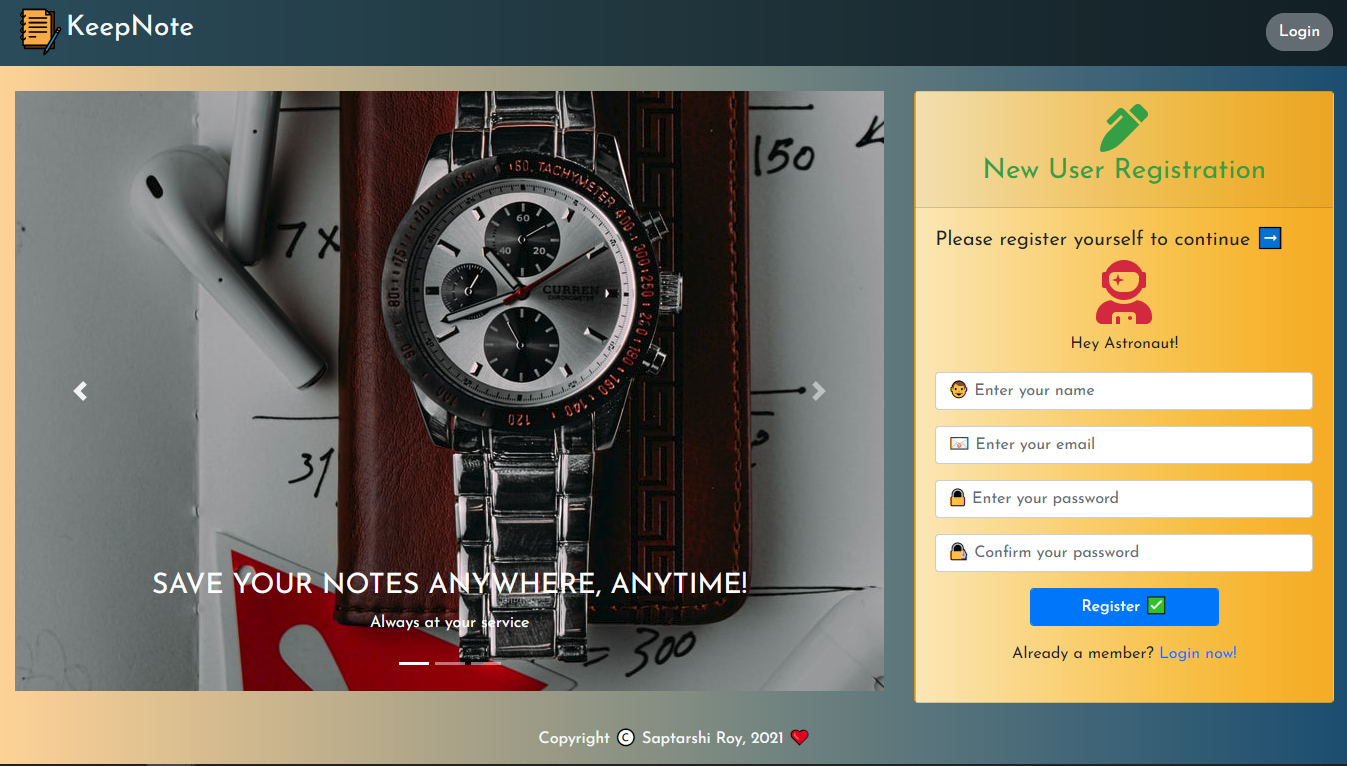 GitHub - rikjal/KeepNote: An Single Page Web Application to save user ...