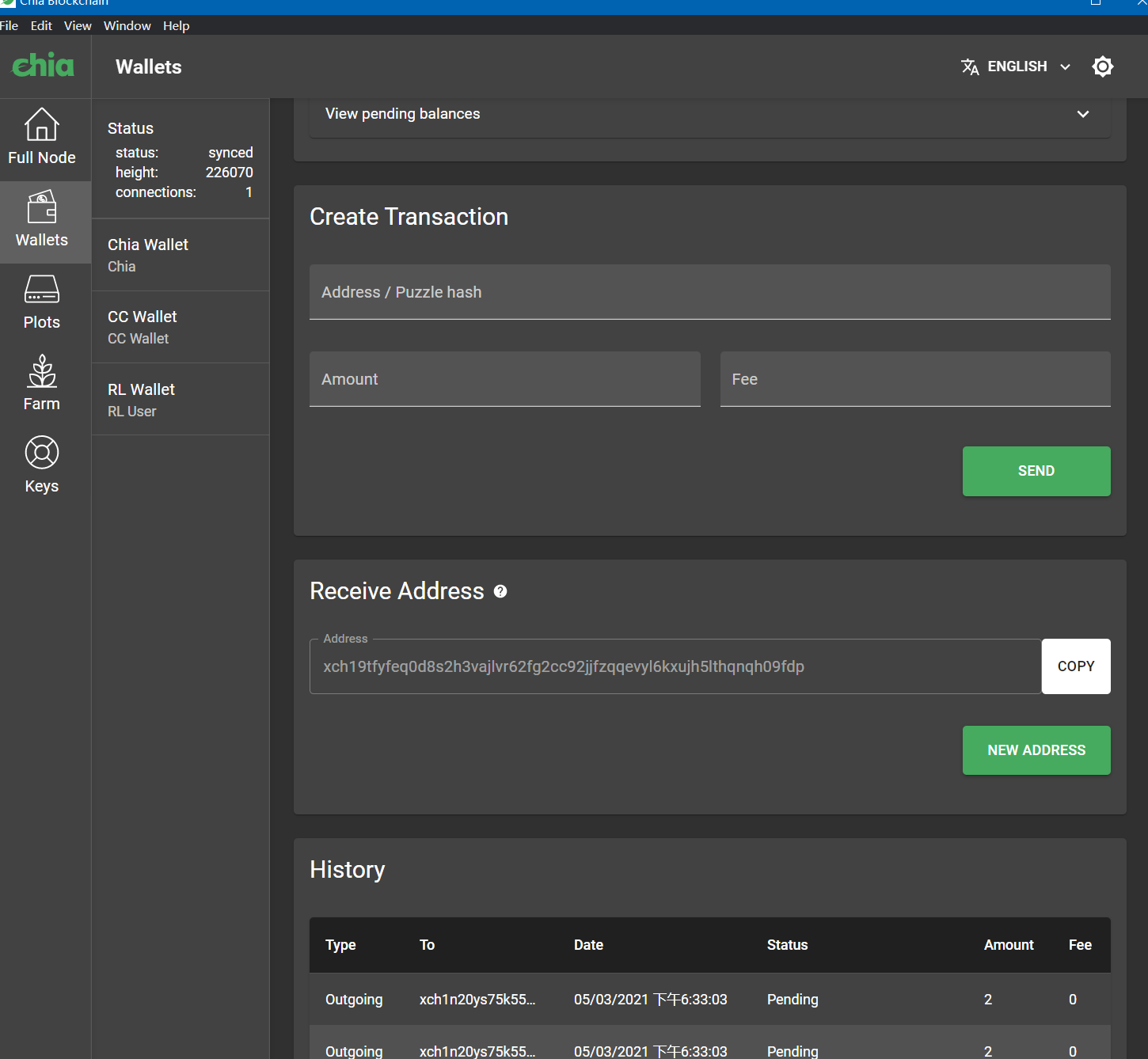 [BUG] Transaction still pending after 3 hours · Issue #3575 · Chia-Network/chia-blockchain · GitHub