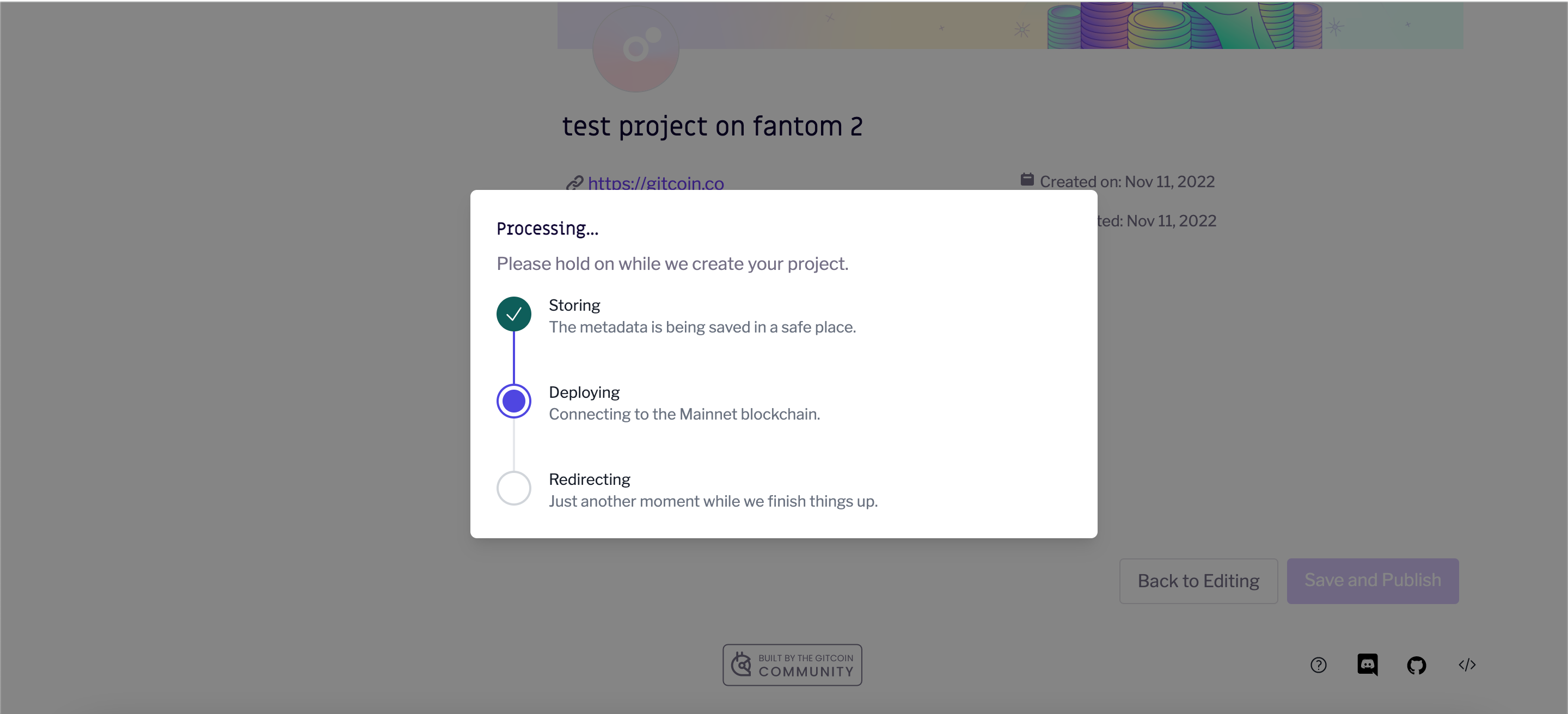 processing modal: remove the shading when mousing over a step · Issue #571 · gitcoinco/grant-hub ...