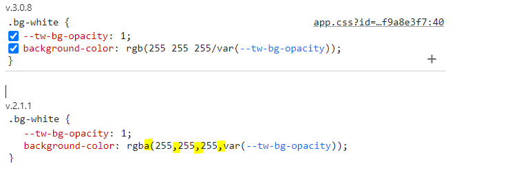 rgb and not rgba · Issue #7062 · tailwindlabs/tailwindcss · GitHub