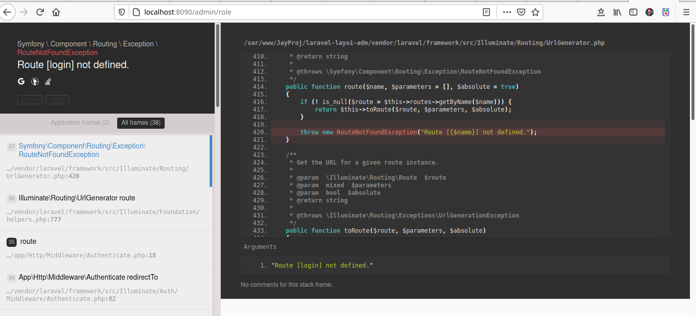 Route [login] not defined · Issue #2 · moell-peng/laravel-layui-admin · GitHub