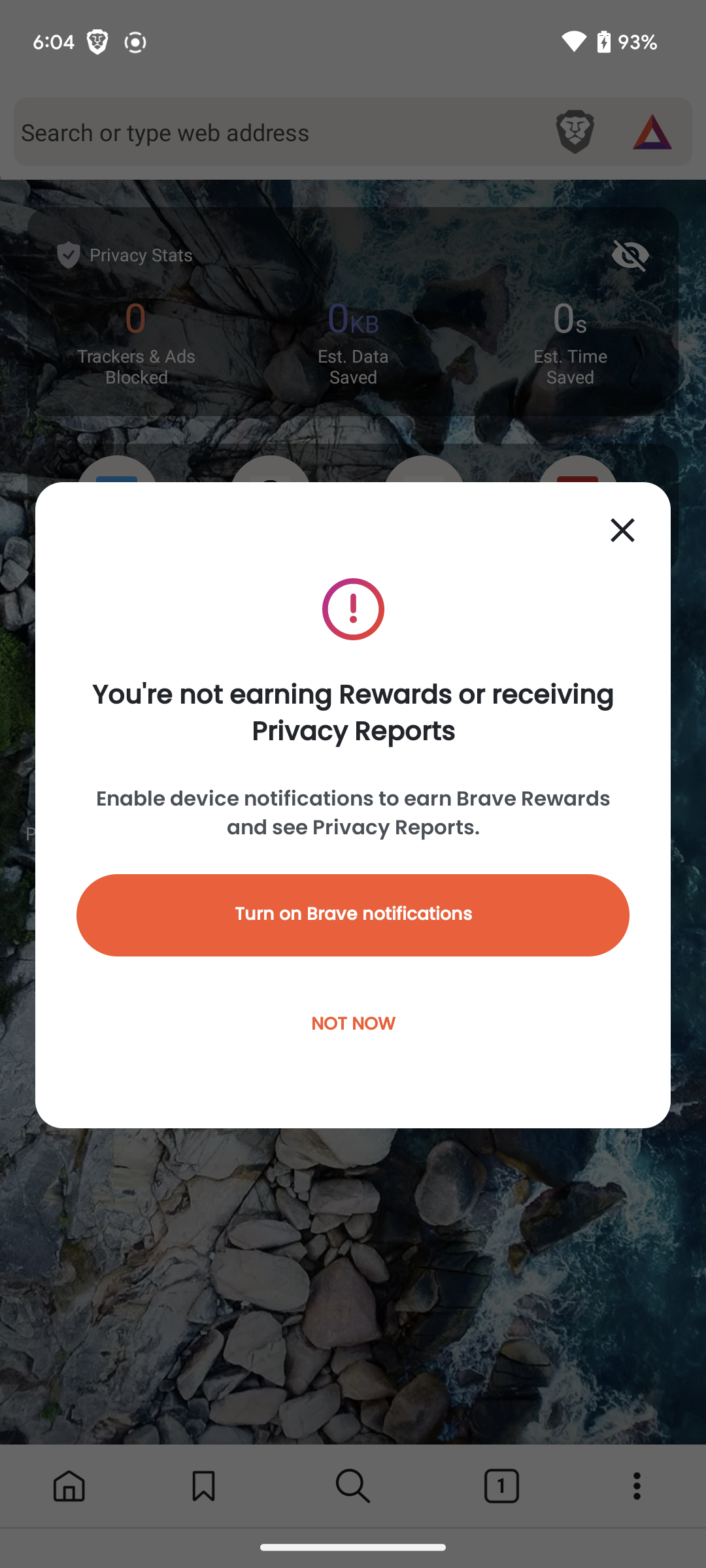 `Turn on Brave notification` button not working for both `rewards` & `privacy report ...