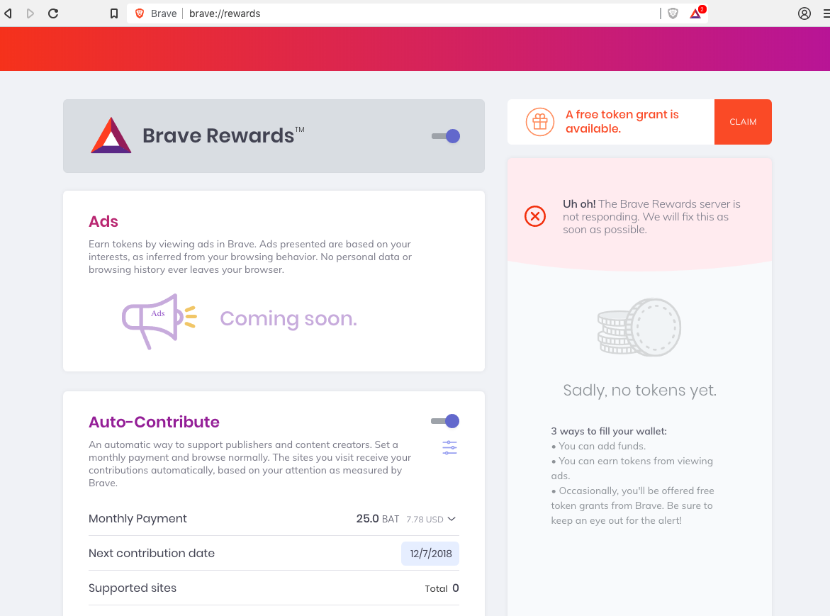 "the brave rewards server not responding" when updating from `0.55.x ...