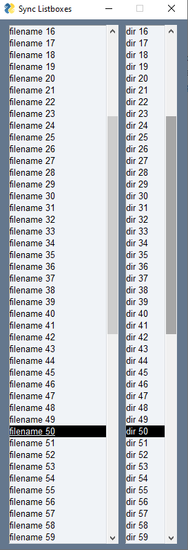 [ Question] I want to have a second Listbox align with a first Listbox so that the visible range ...