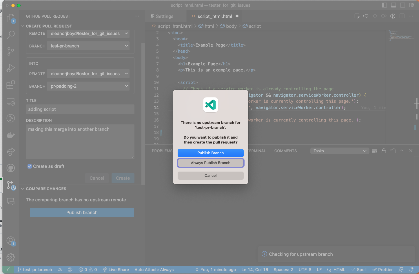 Publishing branch reset target branch to main · Issue #4681 · microsoft/vscode-pull-request ...
