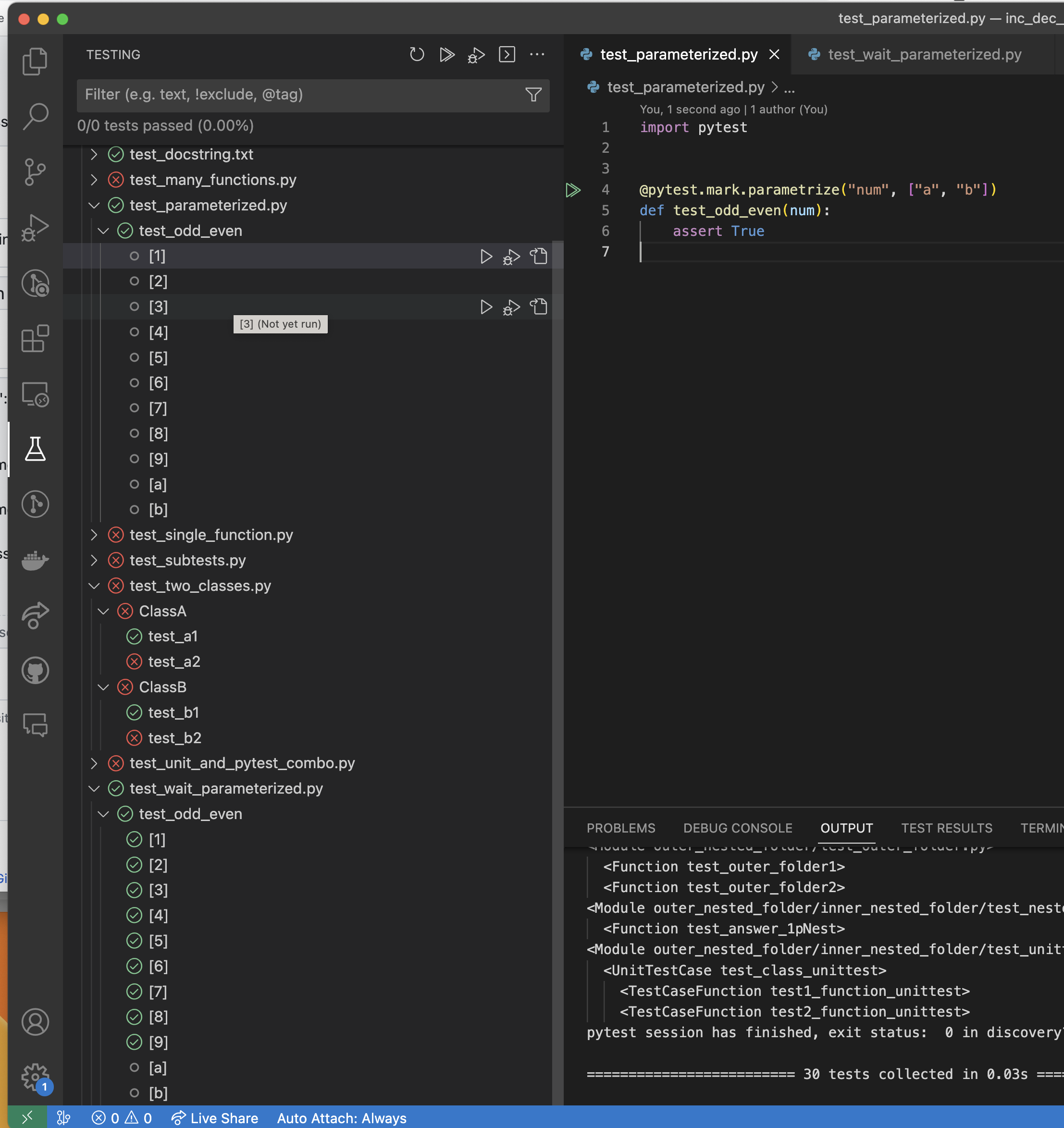 Parameterize Test Function With Same Name Get Mixed · Issue 21491 · Microsoftvscode Python
