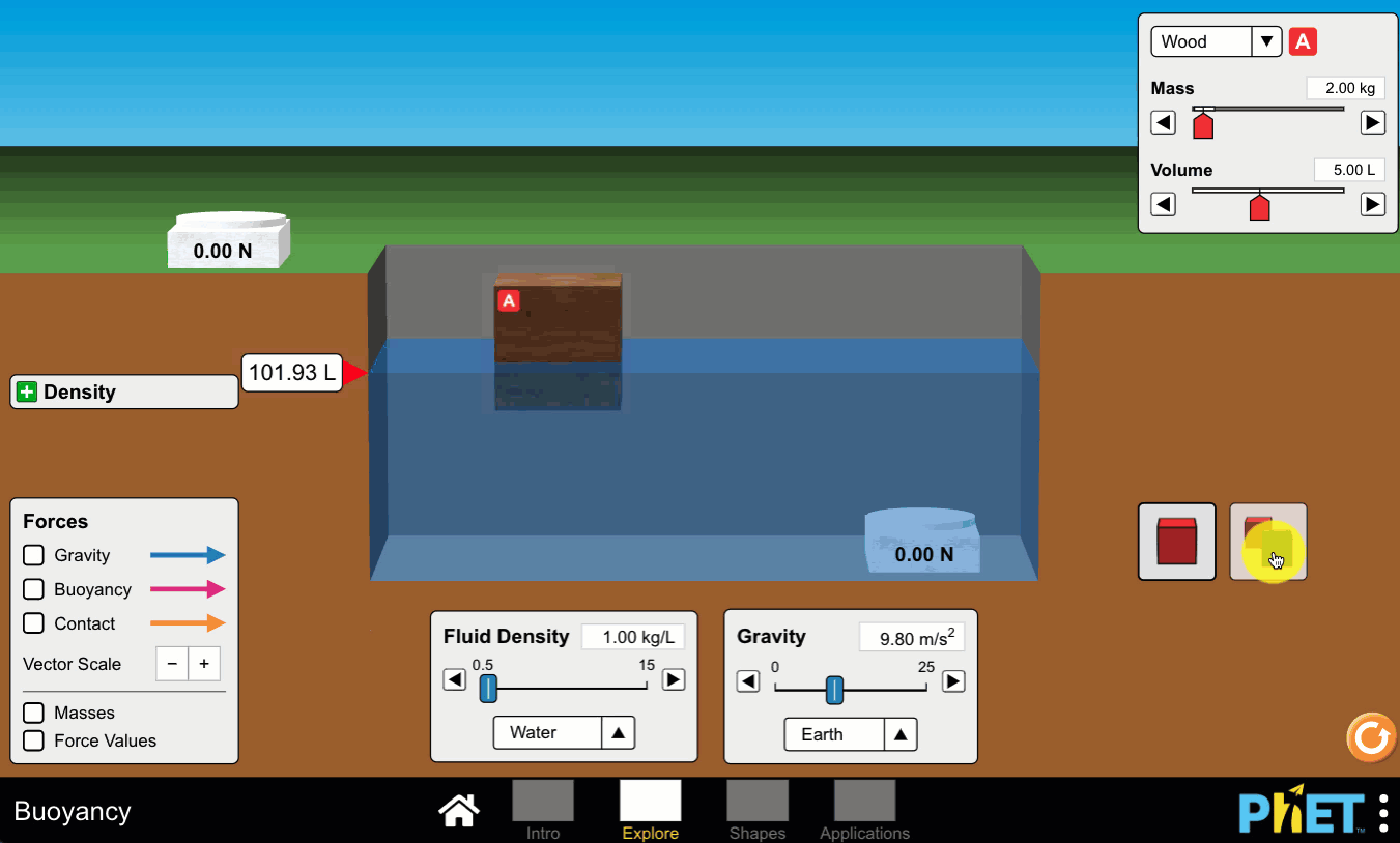 New initial position of the send block in Explore screen · Issue #65 · phetsims/buoyancy · GitHub