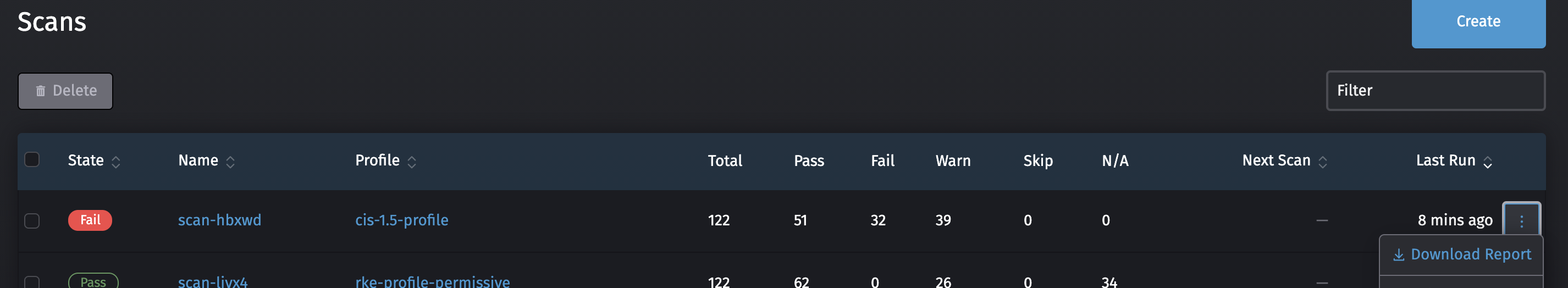 v2 CIS scan report shows Download Latest Report · Issue #1895 · rancher ...