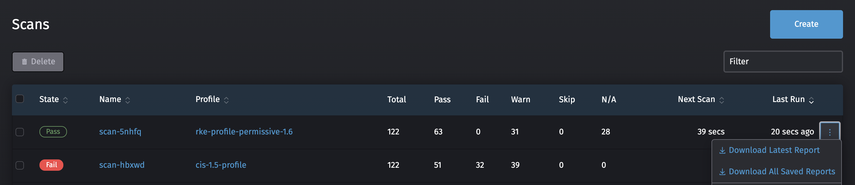 v2 CIS scan report shows Download Latest Report · Issue #1895 · rancher ...
