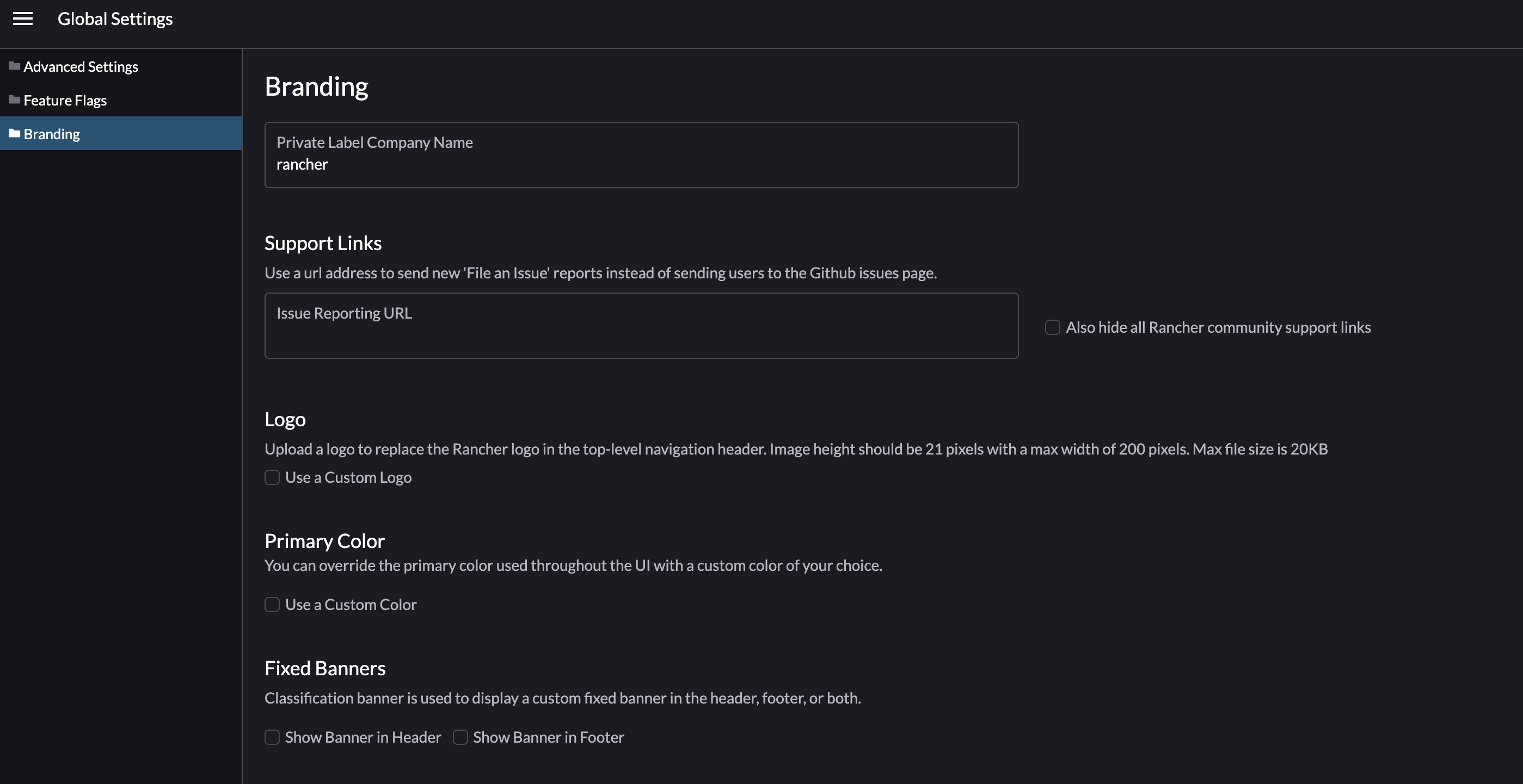 Formatting required for Branding page · Issue #3118 · rancher/dashboard · GitHub