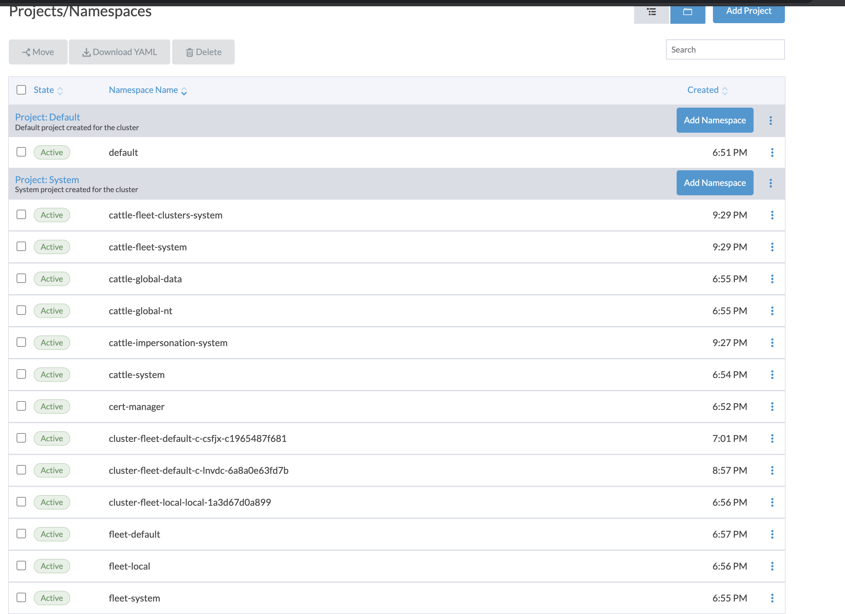 Rancher v2.5 fleet and rancher-operator namespaces created outside any project · Issue #31209 ...