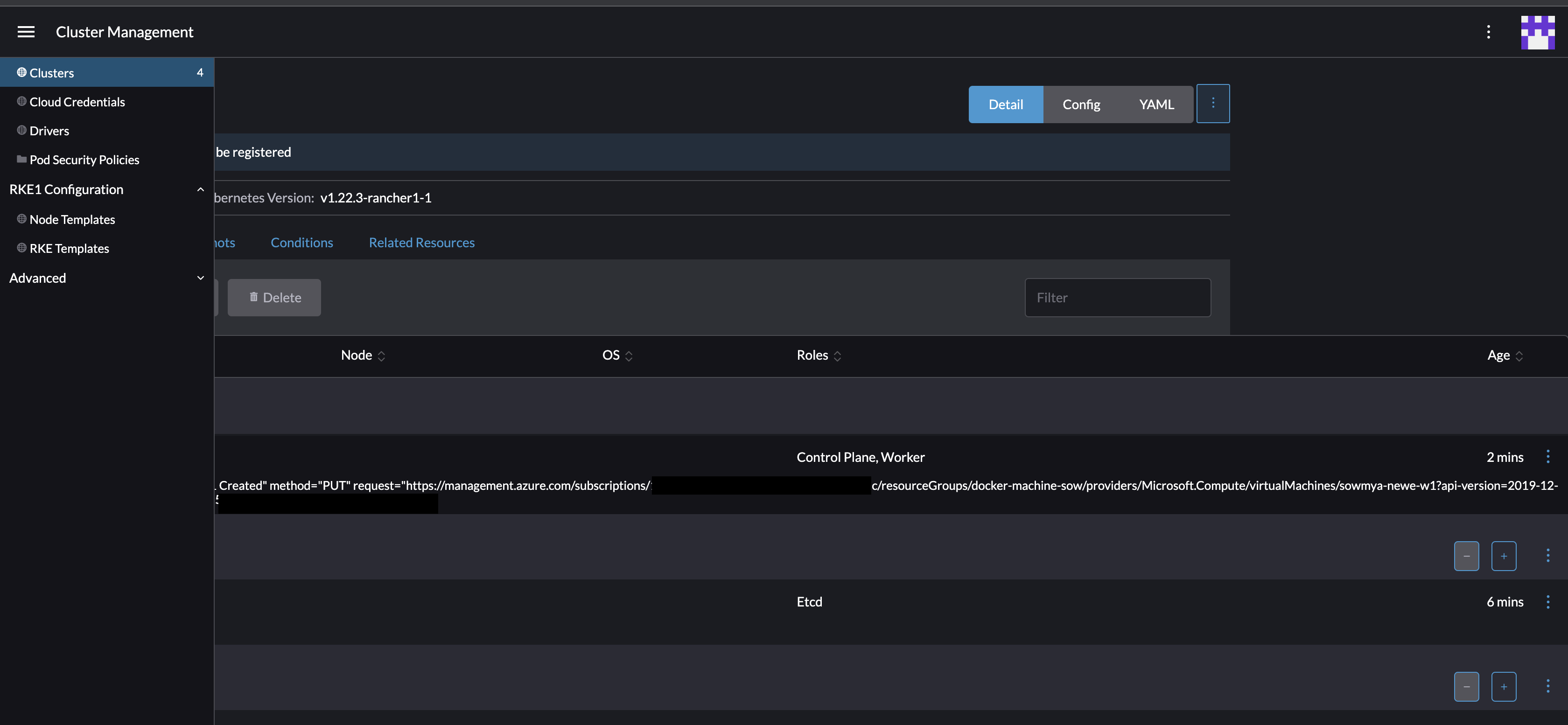 Issue with Machines pools page for Azure RKE1 cluster · Issue #4624 · rancher/dashboard · GitHub