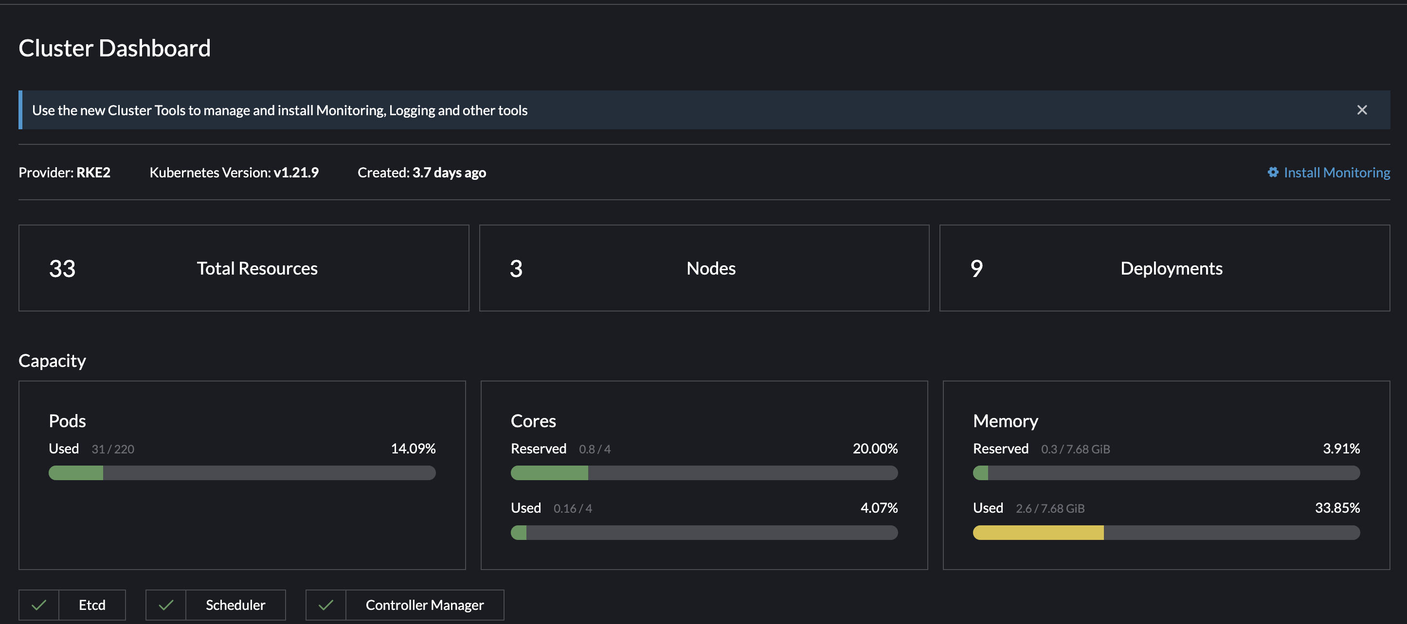 Component Status pills missing from cluster dashboard view · Issue ...