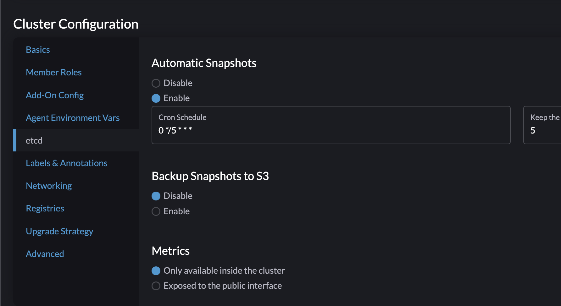 Cron Job's description not available in recurring snapshots section in rke2 cluster config ...