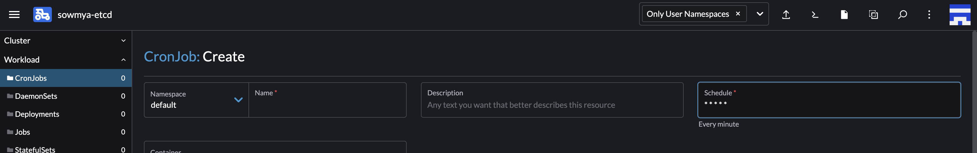 Cron Job's description not available in recurring snapshots section in rke2 cluster config ...