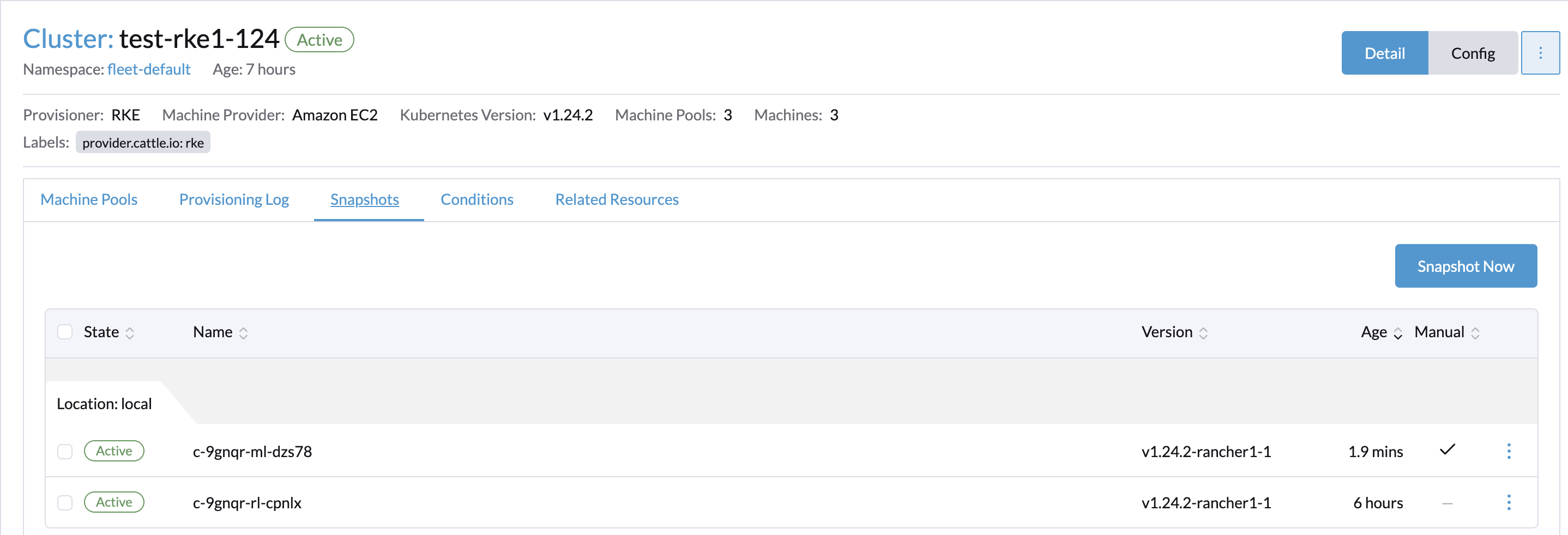 downstream rke1 snapshot metadata is inconsistent with rke2 (i.e ...