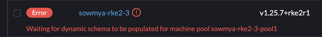 [BUG] Error `waiting for dynamic schema to be populated for machine pool` is seen initially when ...