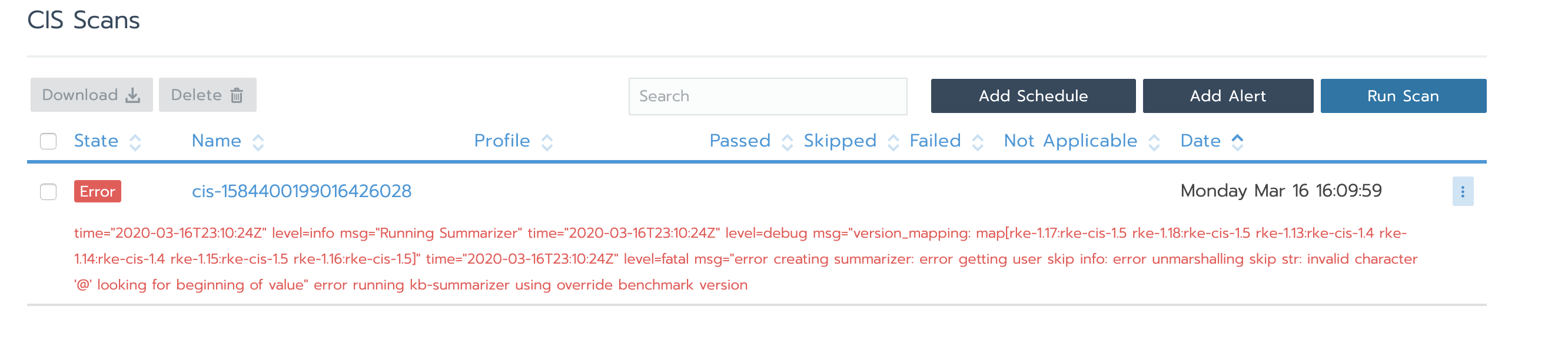 CIS scan - Error message for a failed report can be improved · Issue #26072 · rancher/rancher ...