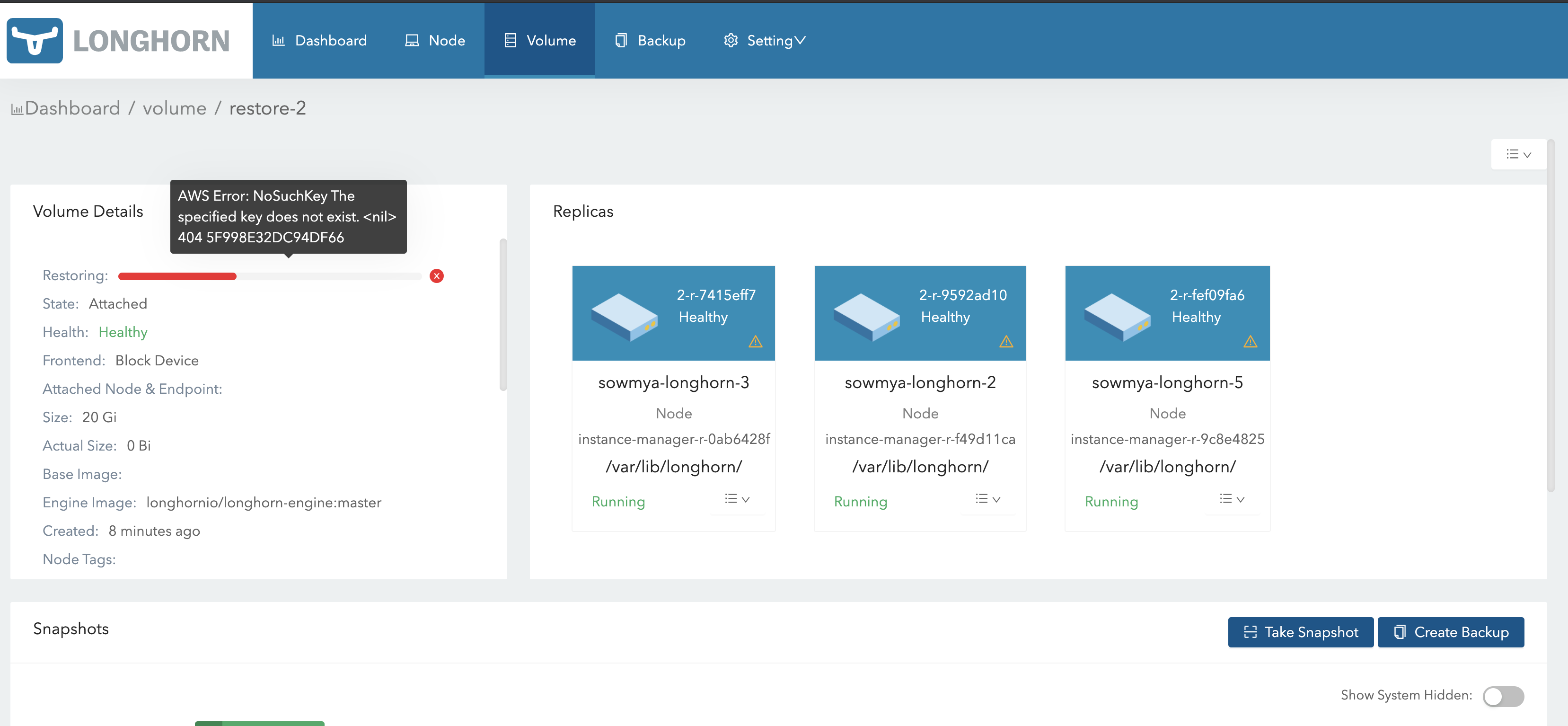 [BUG] Error message displayed when a backup restore fails can be modified · Issue #1262 ...