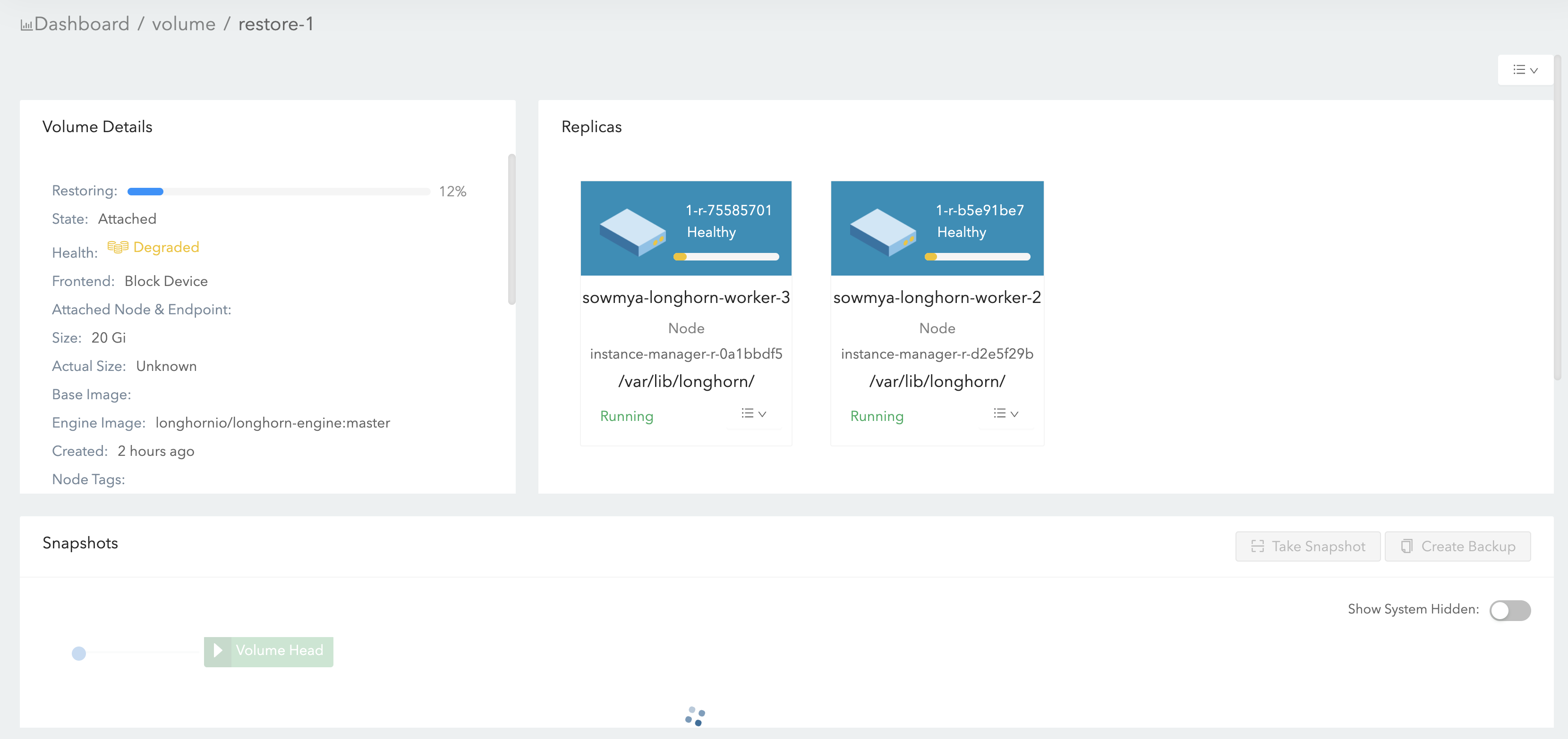 [BUG] Replicas stuck in Restoring mode when the node where restore ...