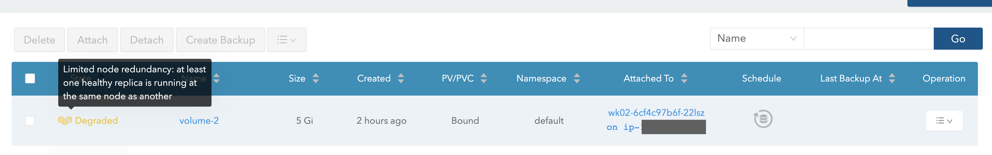 [BUG] Tool tip on a degraded volume suggests incorrectly that "one ...