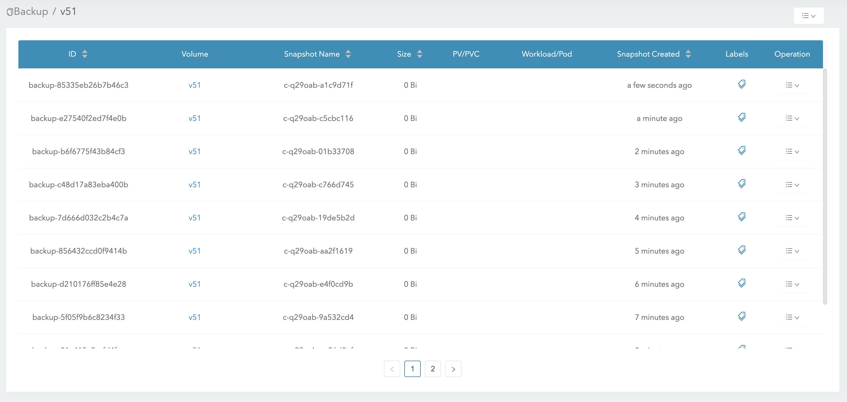 [feature]ui Add Pagination To Node Volume Backup Volume Backup Page · Issue 1394 · Longhorn