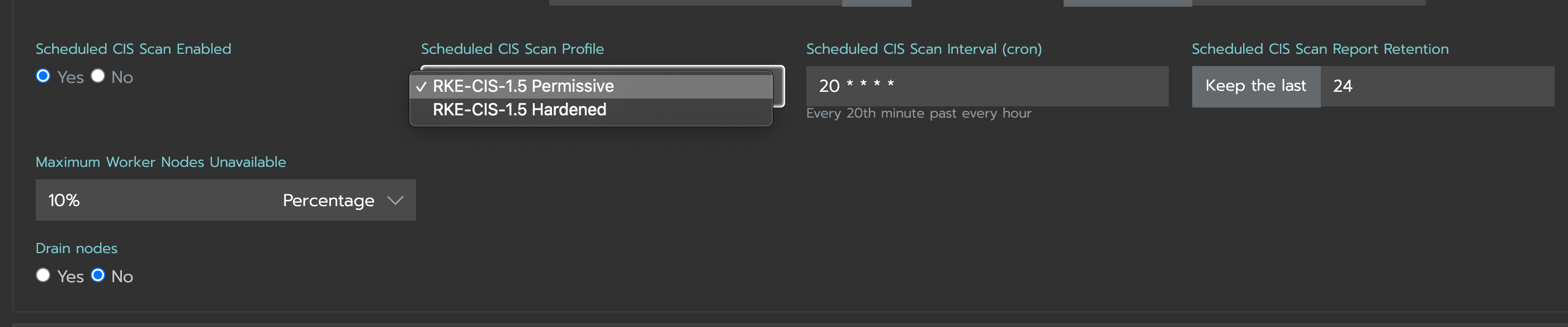 On an upgrade, cluster deployed with schedule scan CIS 1.4 shows CIS 1.5 on the UI · Issue ...