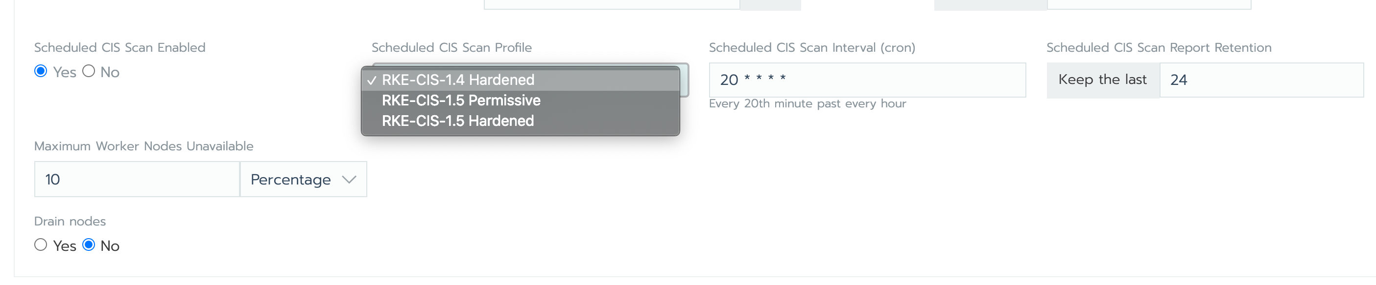 On an upgrade, cluster deployed with schedule scan CIS 1.4 shows CIS 1.5 on the UI · Issue ...