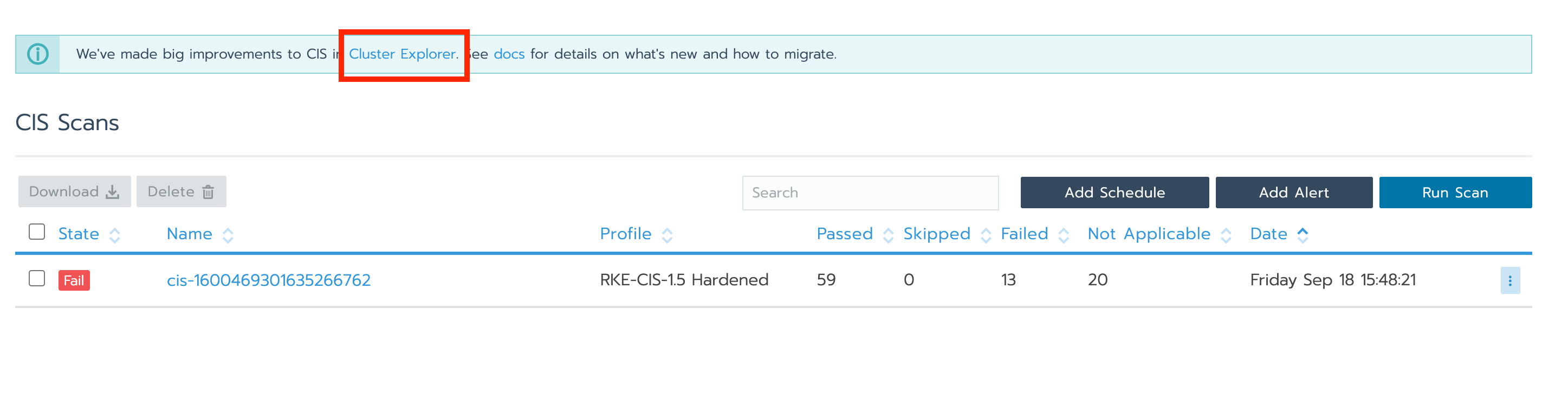 Clicking on "cluster explorer" hyperlink in CIS Scan page, user is redirected to logging in ...