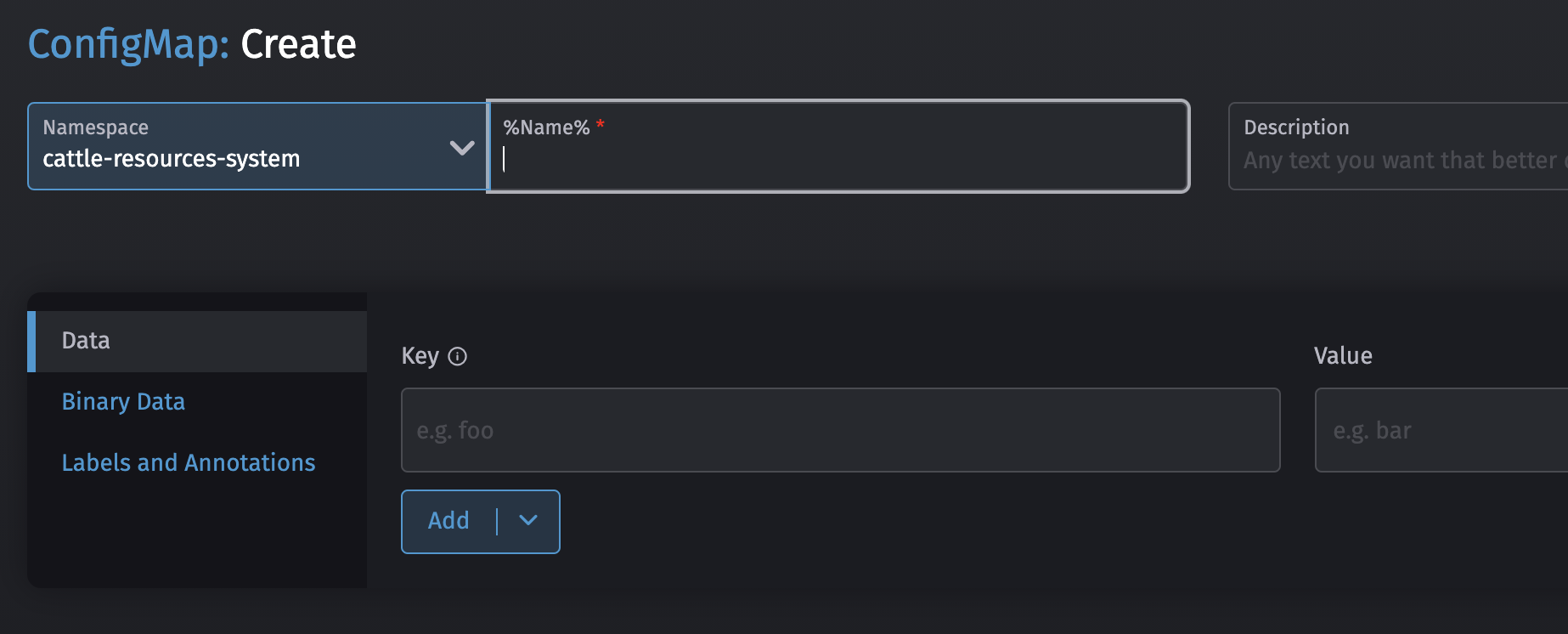 %Name% seen as the input field label when creating a config map · Issue #1452 · rancher ...