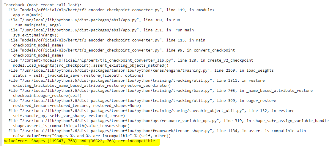 Checkpoint file not being created with tf2_encoder_checkpoint_converter.py · Issue #9269 ...