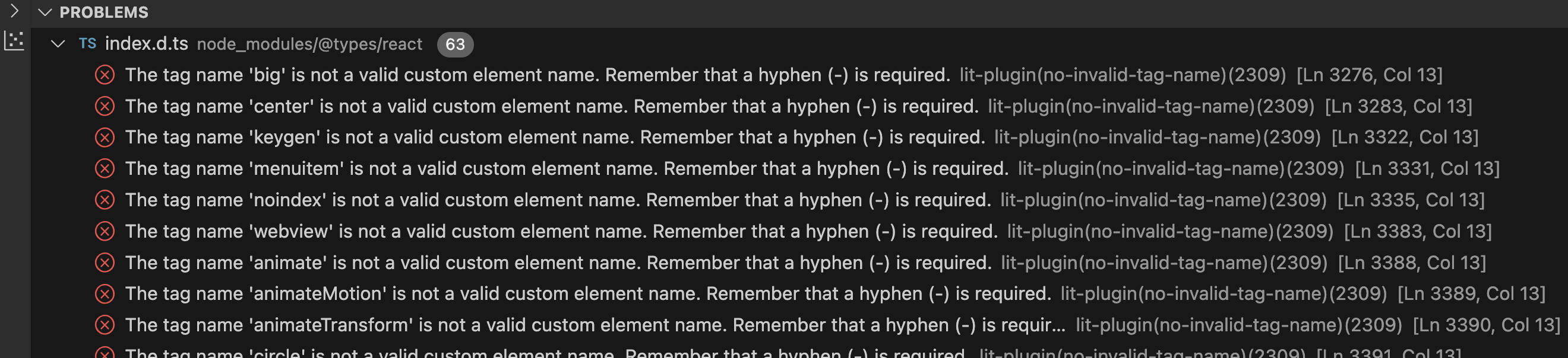 Tags in node_modules/@types/react are reported as invalid · Issue #322 · runem/lit-analyzer · GitHub