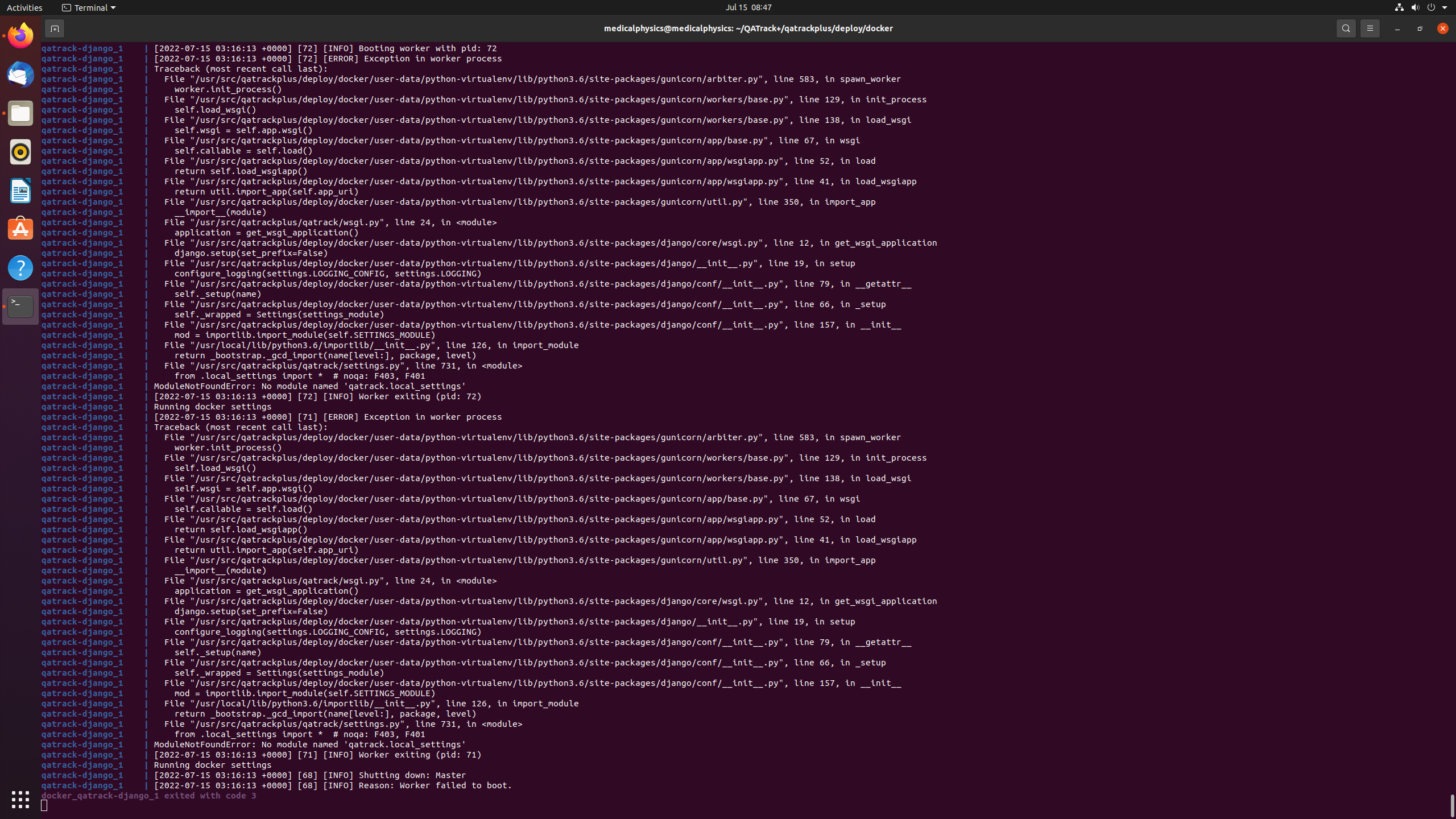 gunicorn.errors.HaltServer · Issue #623 · qatrackplus/qatrackplus · GitHub