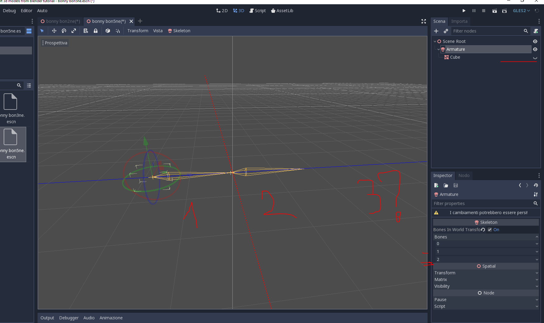 Armature with 2 bones only one shows in godot · Issue #195 ...