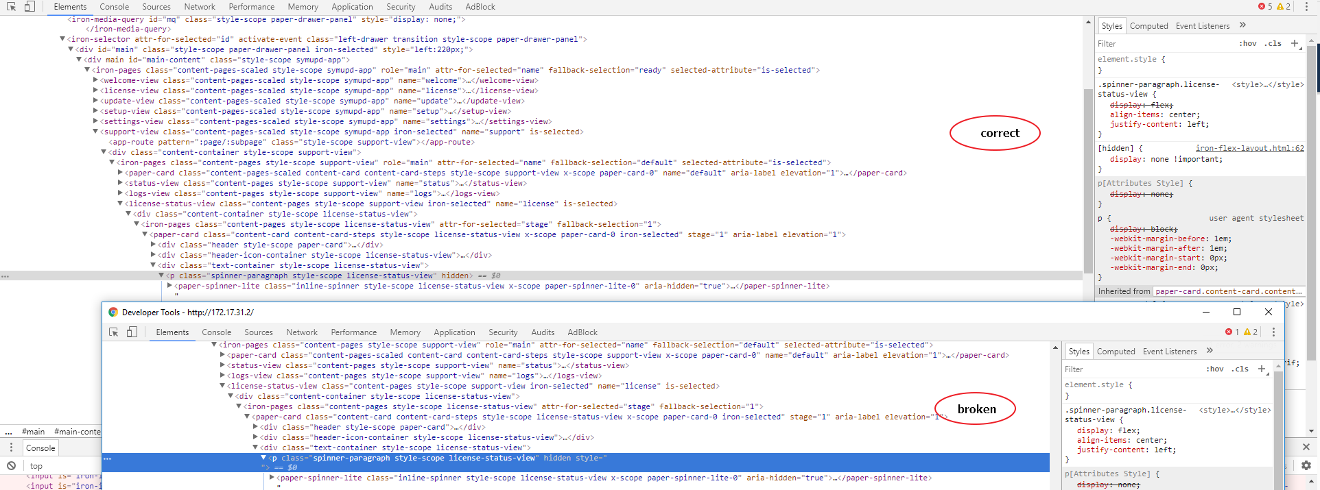 insert hidden globally - breaks UI, hidden style is not applied even on modern browsers · Issue ...