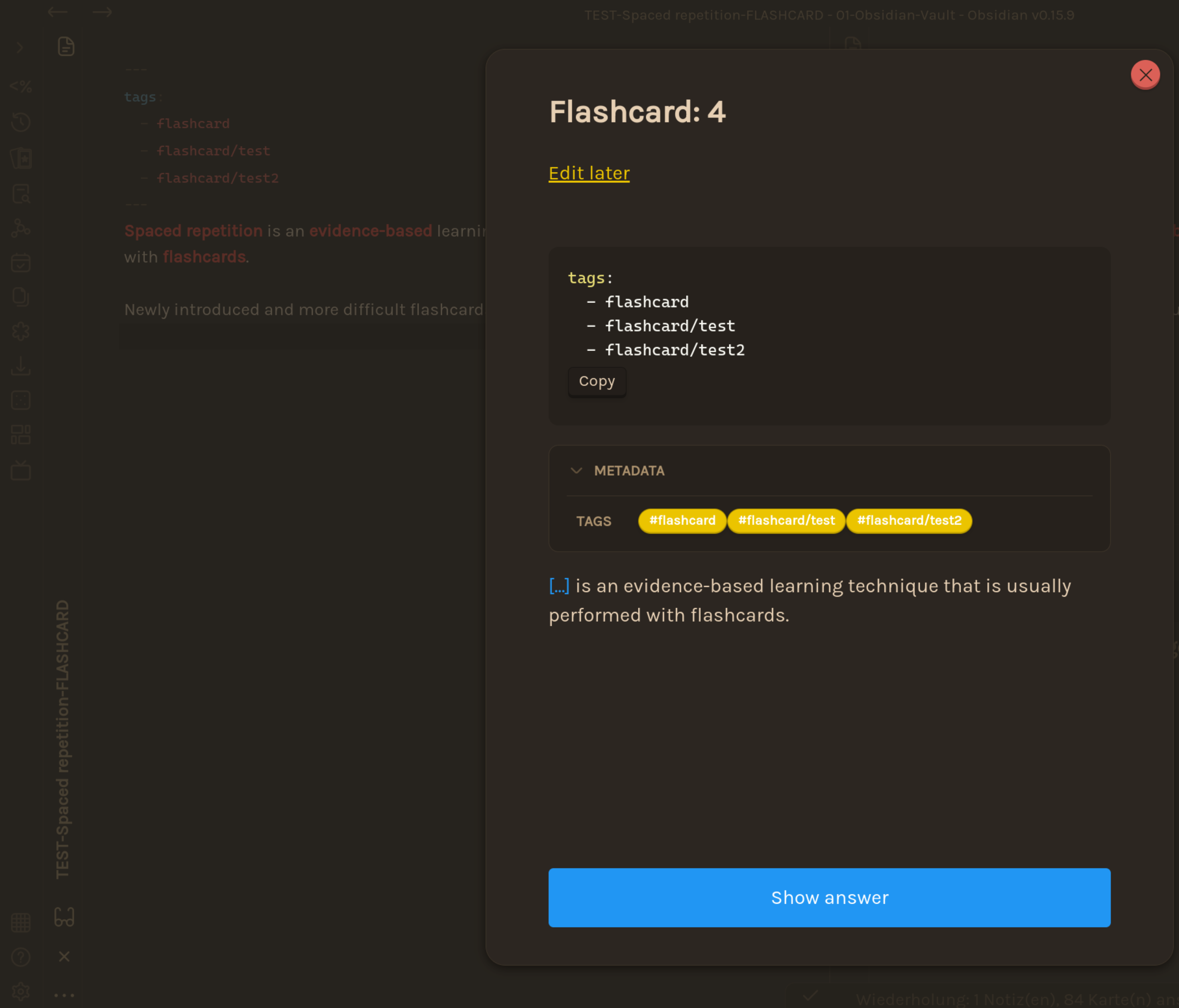 [BUG] Flashcard show metadata when first line isn't blank · Issue #494 · st3v3nmw/obsidian ...
