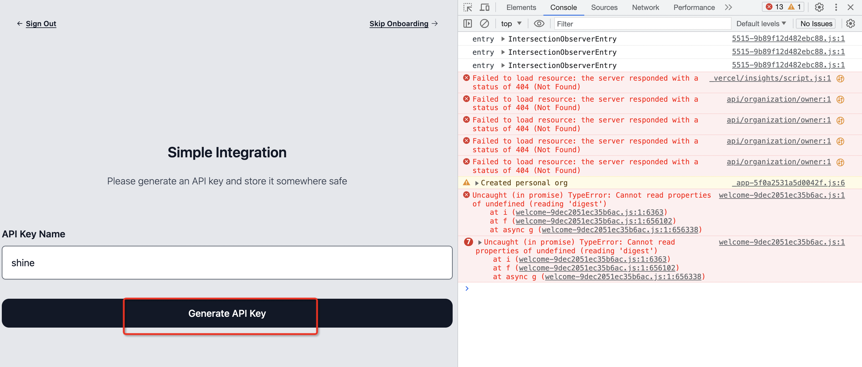 Front-end Error when create API keys. · Issue #877 · Helicone/helicone · GitHub